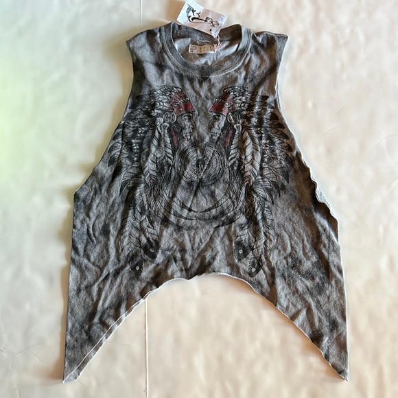 Tops | Vintage Restyled Native American Indian Chief Tank Top Women Ml ...